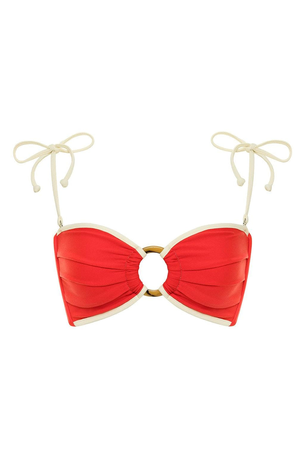 Cherry Cream Binded Tori Ties Bandeau Bikini Top