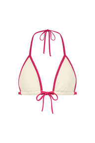 Cream Raspberry Binded Emma Bikini Top