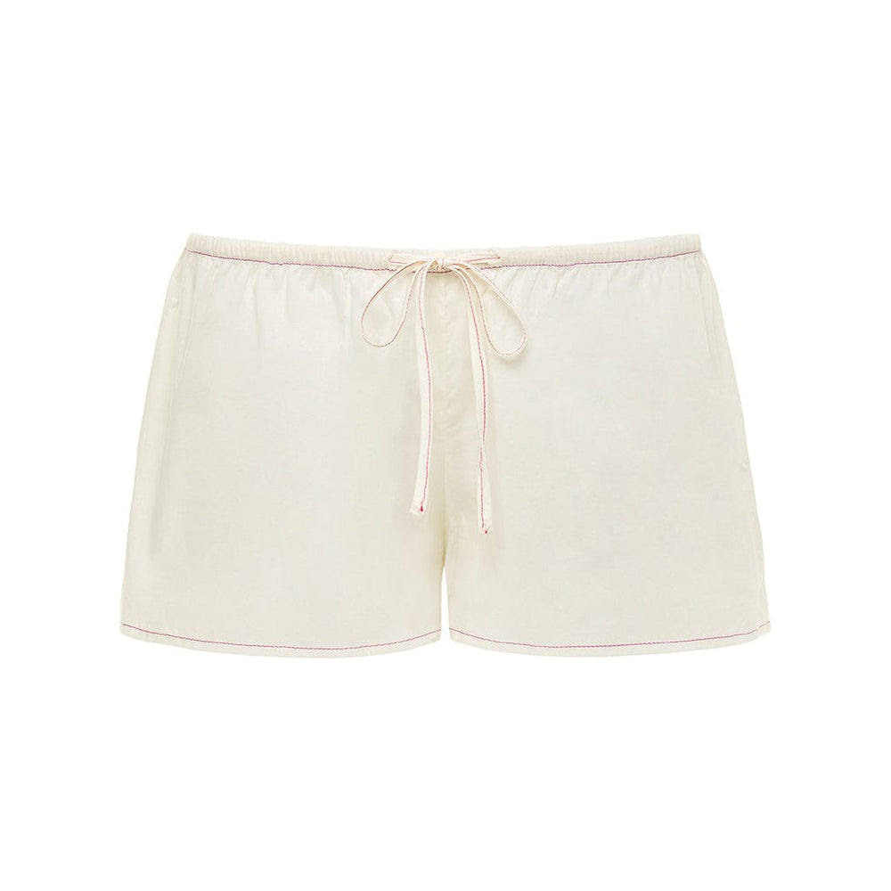 Cream (Raspberry Stitch) Low-Rise Drawstring Short