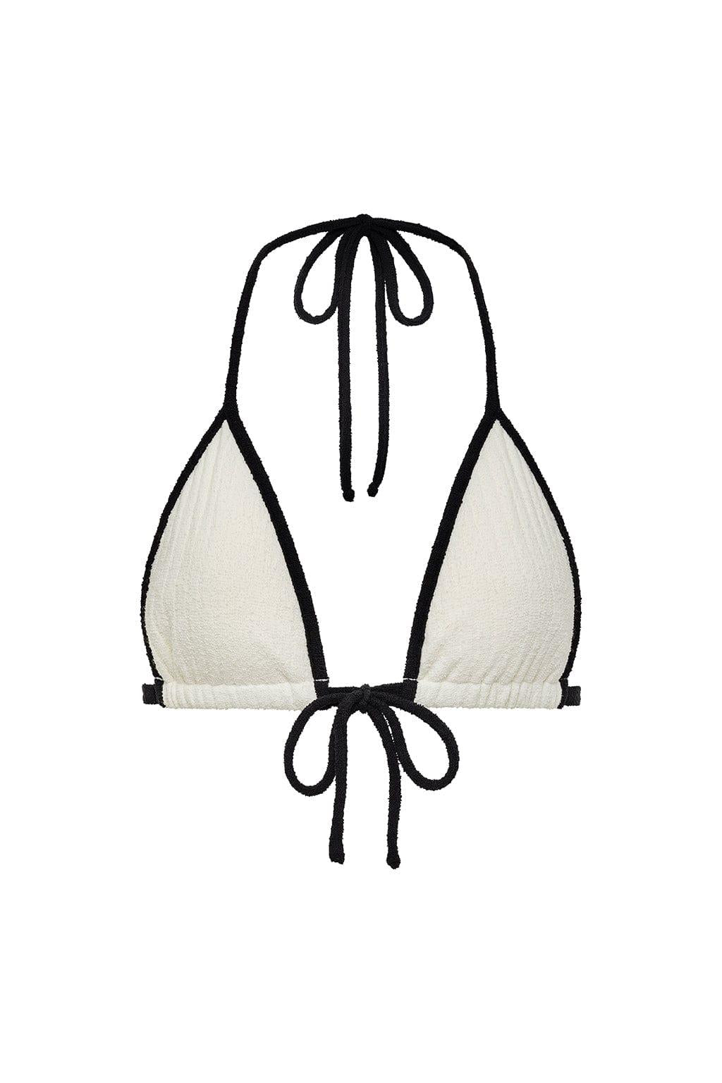 Cream (Black Binded) Terry Rib Emma Bikini Top