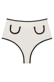 Cream (Black Binded) Terry Rib Polly Bikini Bottom