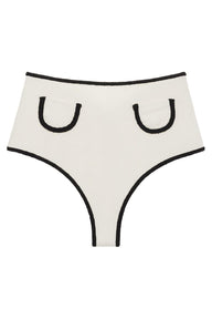 Cream (Black Binded) Terry Rib Polly Bikini Bottom