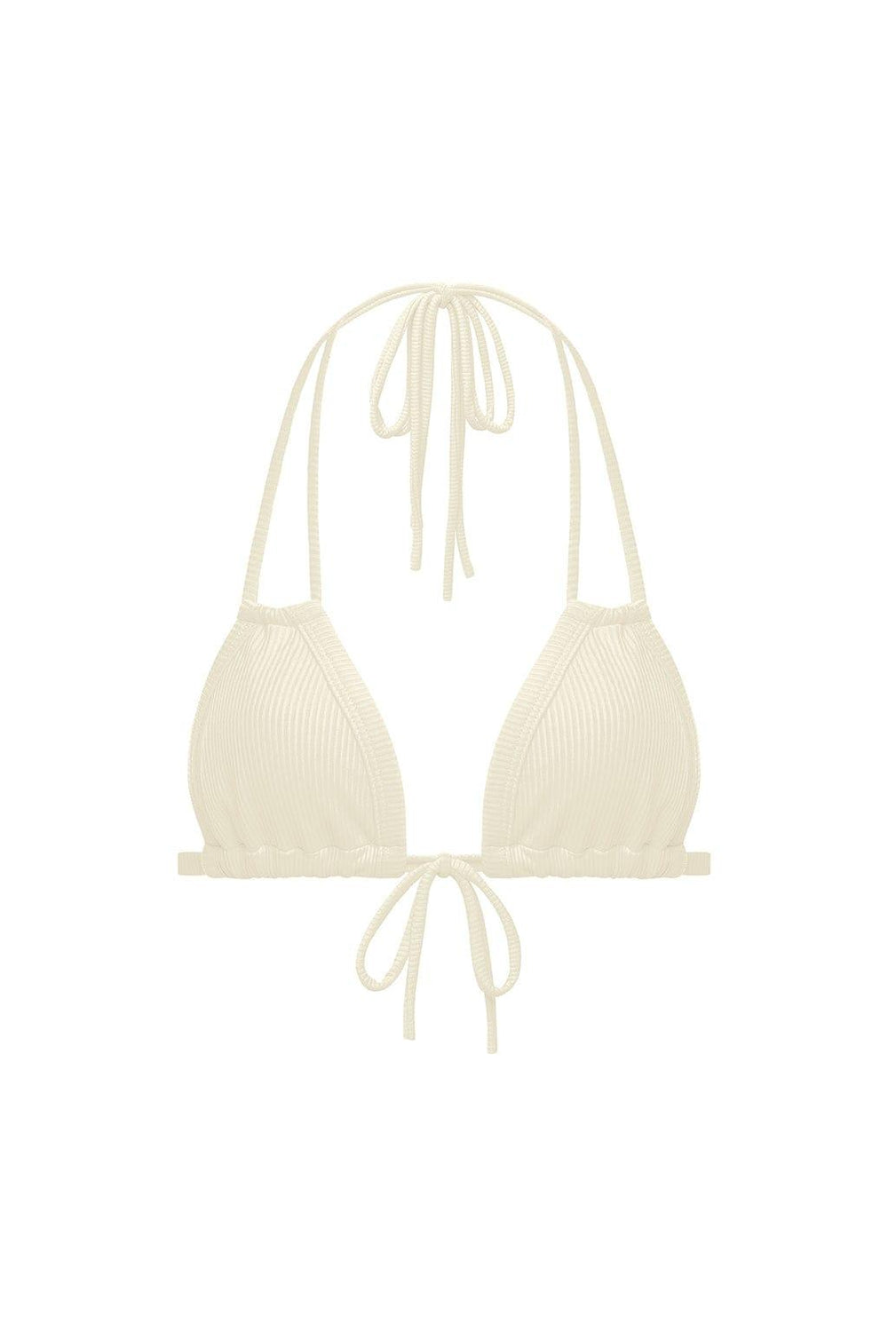 Cream Rib Euro Bow Bikini Top