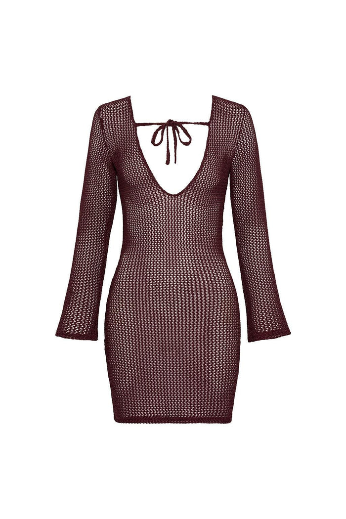 Maroon Crochet Sophia Dress