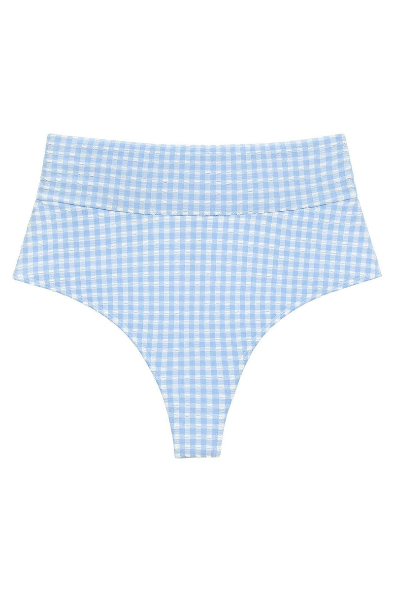 Peri Micro Gingham Full Coverage High Rise Bikini Bottom