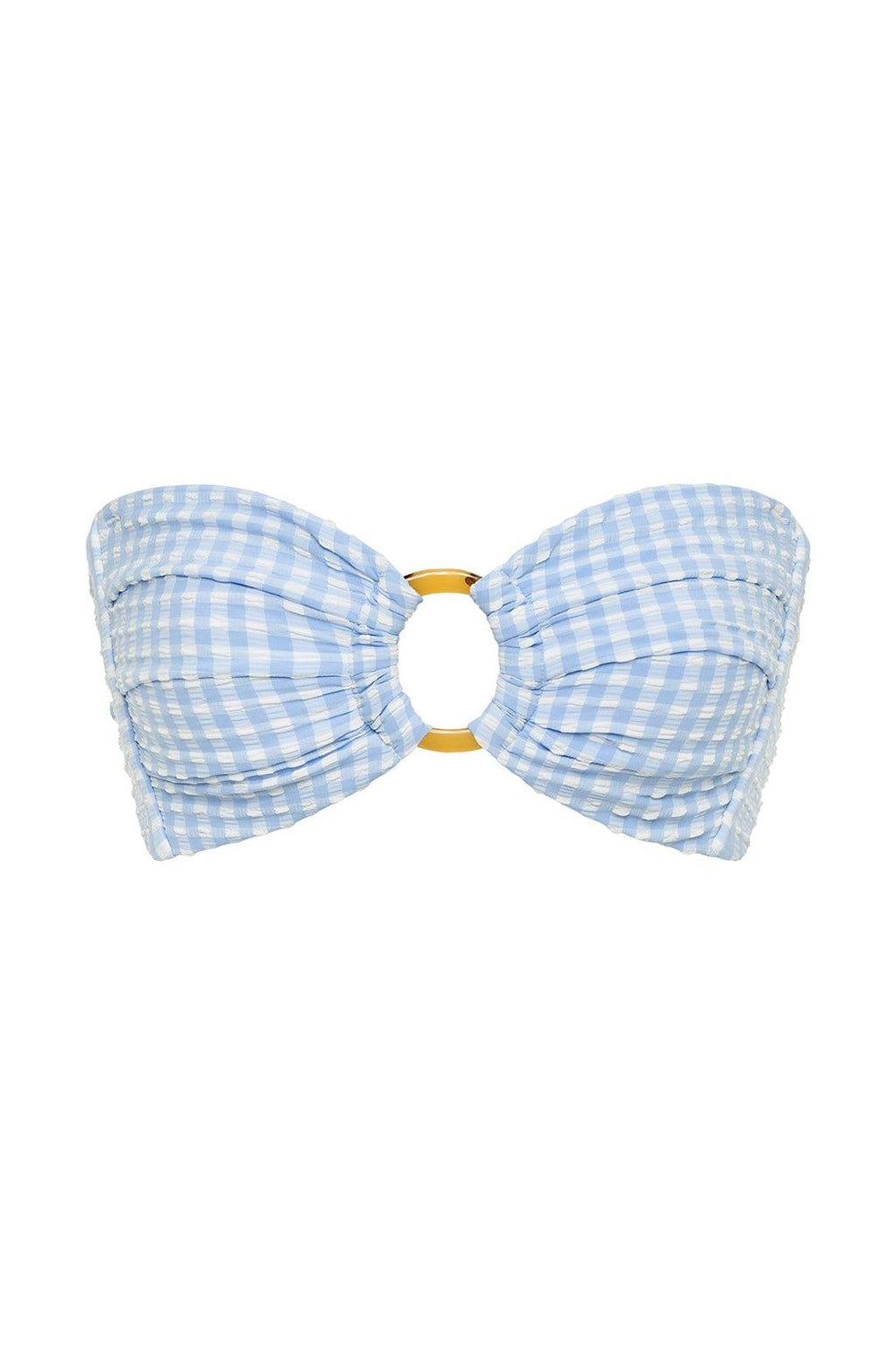 Peri Micro Gingham Tori Ties Bandeau Bikini Top