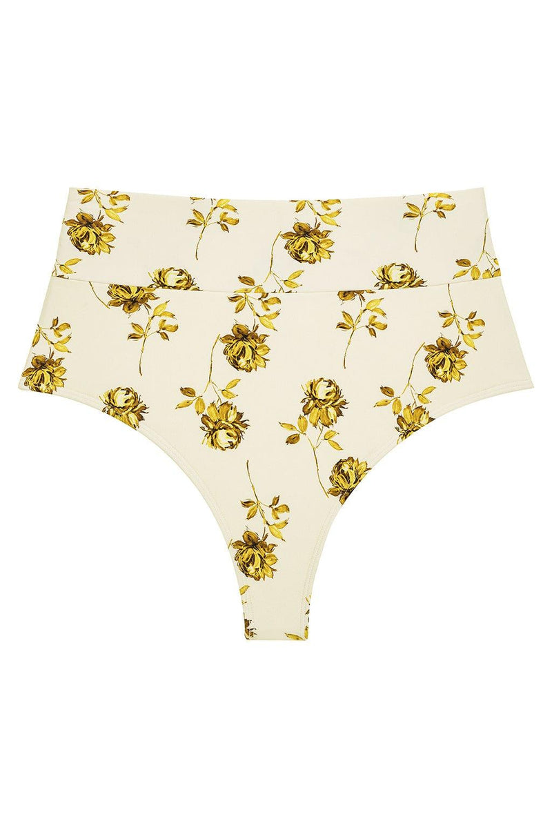 Gold Filigree Full Coverage High Rise Bikini Bottom