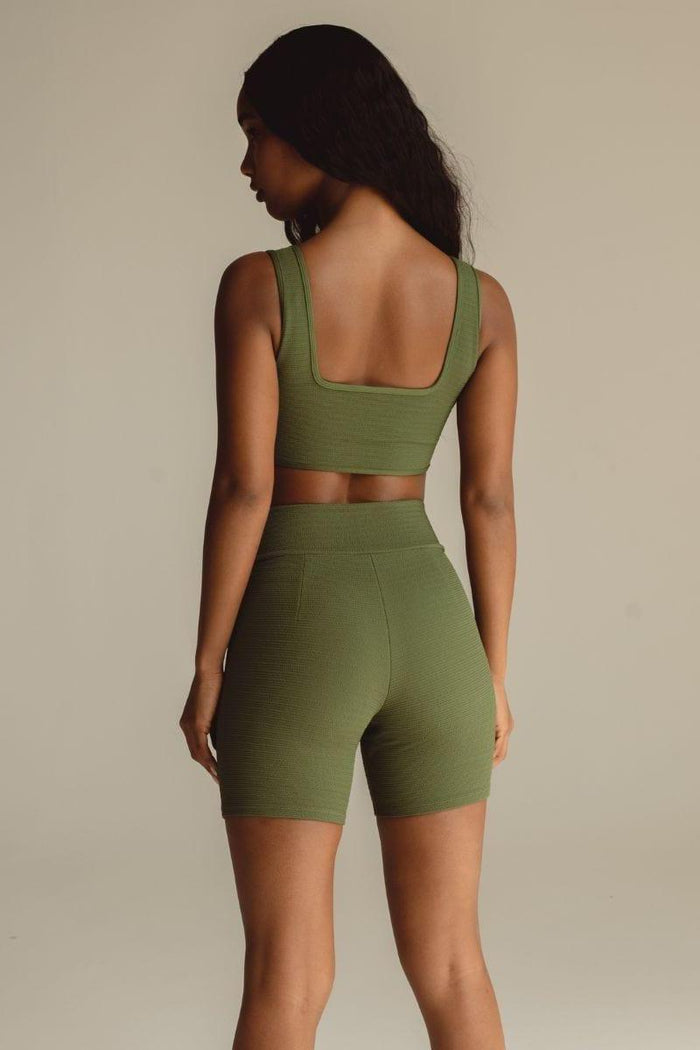 Olive Micro Scrunch Allie Bikini Top | Montce Swim