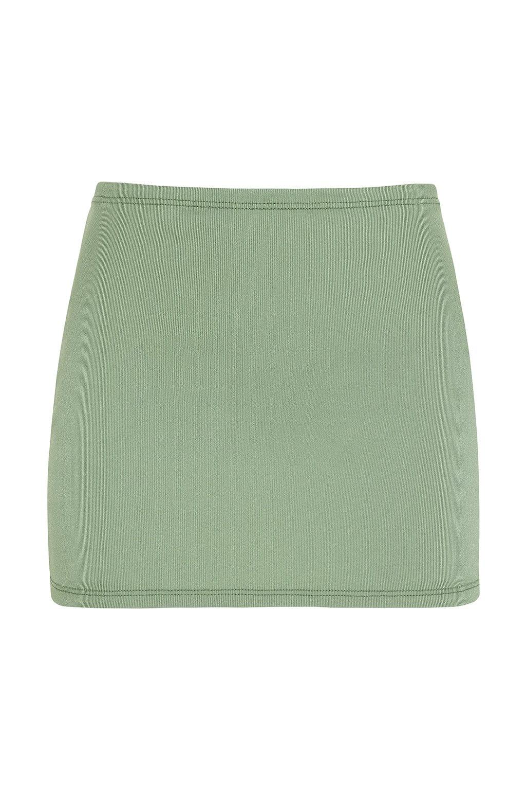 Sage Green Rib Micro Skirt
