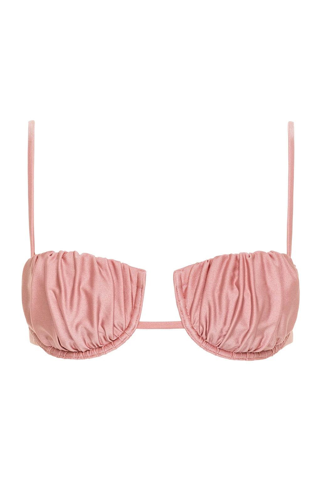 Satin Rose Petal Bikini Top