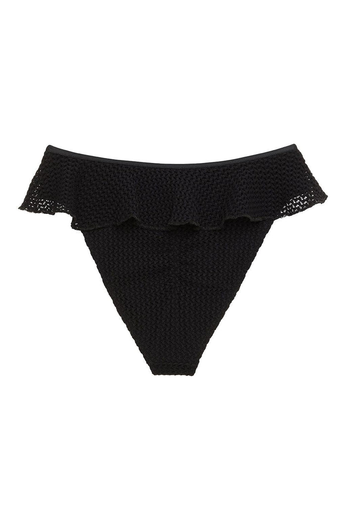 Black Crochet Tamarindo Ruffle Bikini Bottom