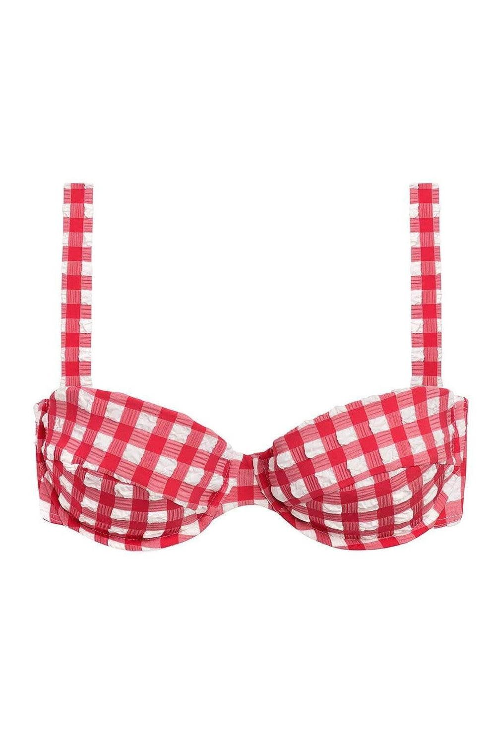 Red Gingham Bustier Bikini Top | Red Swimwear | Montce Swim