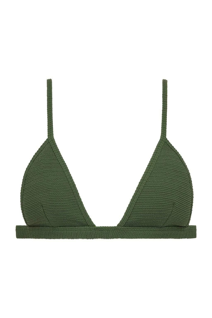 Olive Micro Scrunch Hunter Triangle Bikini Top | Montce Swim