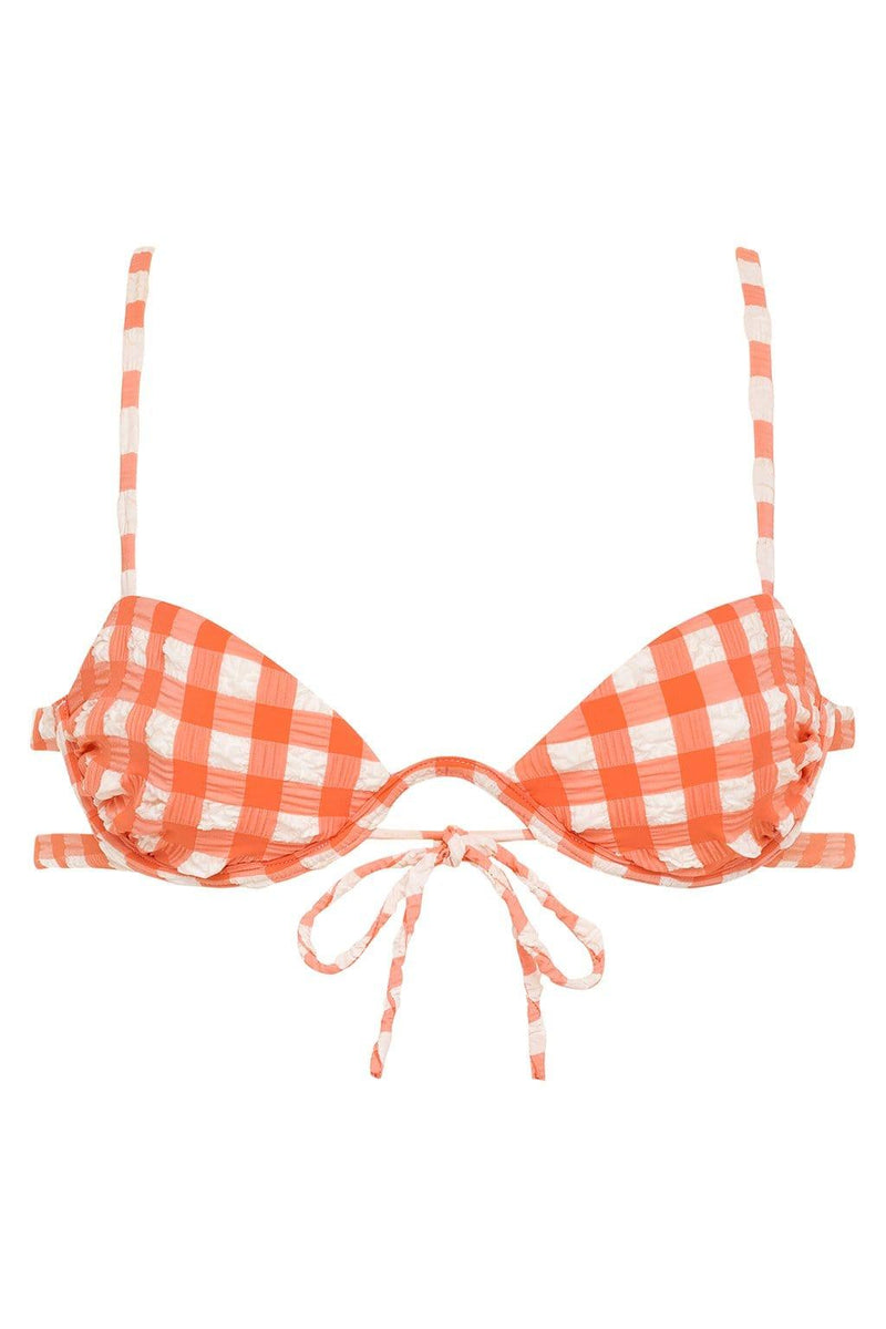 Shrimp Gingham Elany Bikini Top | Montce Swim